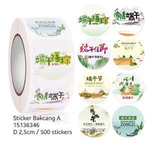 Jual stiker bakcang roll festival sticker roll isi 500pc label dragon ...