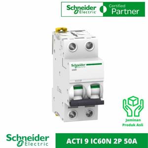 Jual MCB 2p 50a 2 Phase 50 Ampere Original SNI Schneider IC60N 2Pas ...