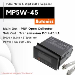 Jual Autonics MP5W-45 Pulse Meter Panel Digital LED 7-Segment 96x48 mm ...