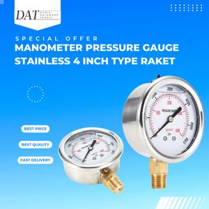 Jual Manometer Pressure Gauge 4 Inch Stainless Steel 400 Bar - Jakarta ...
