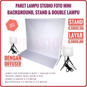 Jual Paket Lampu Foto Studio 6 Watt Diffuser Lengkap Stand Background ...