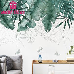 Jual 2 Lembar Stiker Kertas Dinding Tropis Daun Hijau Stiker Dinding ...