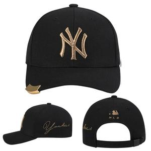 Jual Topi Baseball Cap NY New York Hitam Emas Metal Plat Black Gold MLB ...
