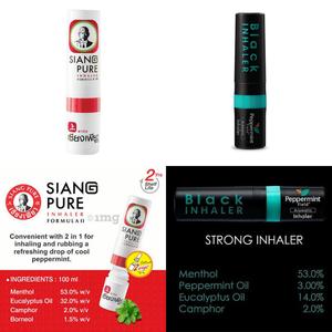 Jual Siang Pure Inhaler Minyak Angin Black Inhaler Peppermint Inhaler ...