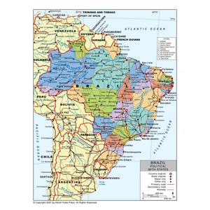 Jual Peta Brazil ukuran besar tanpa bingkai - 90x70cm - Kab. Majalengka ...