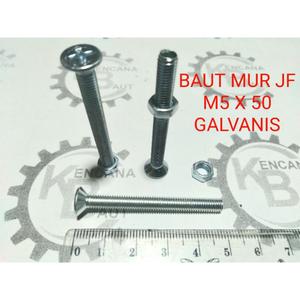 Jual BAUT MUR JF M5 X 50 GALVANIS KUNCI OBENG PLUS PANJANG 5 CM ...