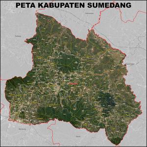 Jual Peta Kabupaten Sumedang satelit Kecamatan dan Kelurahan - 90x90cm ...