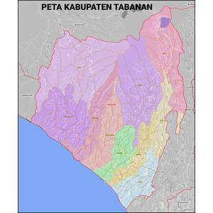 Jual Peta Kabupaten Tabanan Kecamatan Dan Kelurahan - 125x150cm - Kab ...