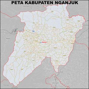 Jual Peta Kabupaten Nganjuk Kecamatan Dan Kelurahan - 90x90cm - Kab ...