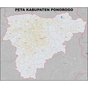 Jual Peta Kabupaten Ponorogo Kecamatan Dan Kelurahan - 90x75cm - Kab ...