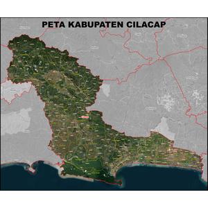 Jual Peta Kabupaten Cilacap satelit Kecamatan dan Kelurahan - 90x75cm ...