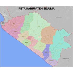 Jual Peta Kabupaten Seluma Kecamatan Dan Kelurahan - 150x180cm - Kab ...