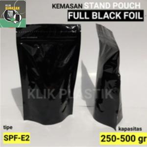 Jual STAND POUCH HITAM FOIL 500GRPLASTIK KLIPKEMASAN SNACK COFFEE BAG ...