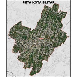 Jual Peta Kota Blitar Satelit Kecamatan Dan Kelurahan - 90x75cm - Kab ...