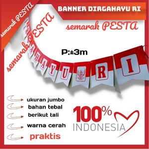 Jual banner karton DIRGAHAYU RI bunting dirgahayu banner merah putih ...
