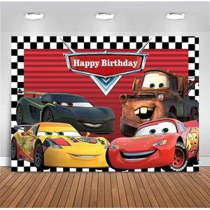 Jual Cartoon Car Mobilization -thday Party Themed Backdro- Car Racing ...