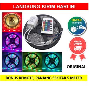 Jual LAMPU LED STRIP SETRIP RGB PLUS REMOTE REMOT 5 M Meter 5M Warna ...