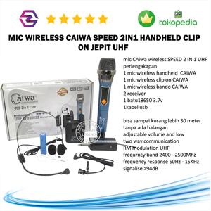 Jual Microphone Mic Wireless Caiwa Speed 2in1 Handheld Clip On Jepit ...