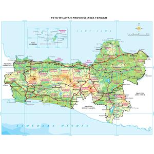 Jual Peta Jawa Tengah Ukuran Besar Tanpa Bingkai Bahan Tahan Air ...
