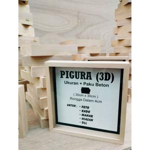 Jual bingkai kayupigura foto frame 3D ukuran 30×30cm kaca murah ...