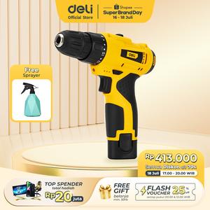 Jual Deli Mesin Bor Baterai Tangan Cordless Drill 2 Battery EDL-DZ12 ...