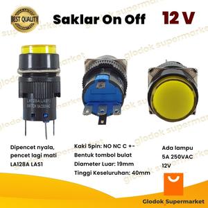 Jual Switch Push On Off Lampu 5 Pin Saklar Bulat 5Pin Led Tombol 12V ...