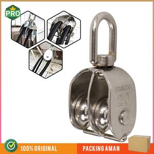 Jual New Katrol Kerekan Mini Swivel Pulley Stainless Steel Double Wheel ...