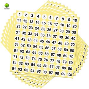 Jual 100lembar Stiker Label Angka 1-100 Angka Stiker Bulat 0.4 Inch ...