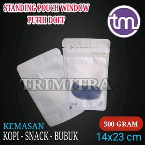 Jual Standing Pouch 500G Window Putih Doff Silver Kemasan Kopi Snack ...