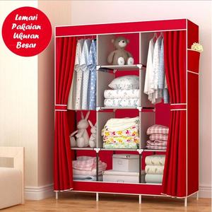 Jual Lemari Baju Kain 3 Sekat Multifungsi Jumbo Free Gantungan Baju ...