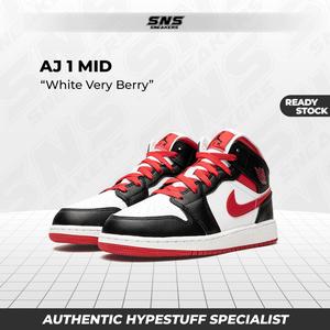 Jual Nike Air Jordan 1 Mid White Very Berry (GS) 100% Original ...