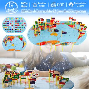 Jual Map Of The World Mainan Anak Peta Bendera Negara Dunia Geographic ...