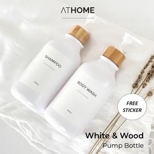 Jual ATHOME White & Wood Bathroom Pump Bottle 500ml - Classic Font ...