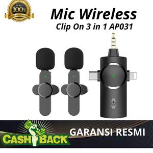 Jual Mic Wireless Clip On 3 in 1 AP031 - Lightning, Type C, 3.5mm Jack ...
