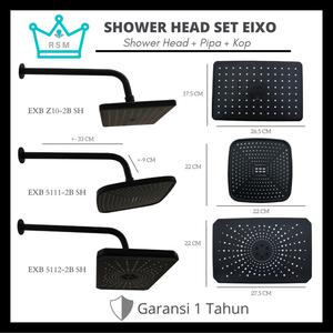 Jual Black Head Rain Shower EIXO Kepala Tiang Shower Mandi Hitam Besar ...
