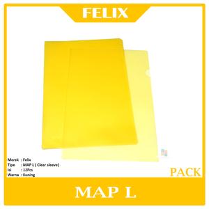 Jual FELIX - Map L Clear sleeve Ukuran Folio Warna Kuning - Pack ...