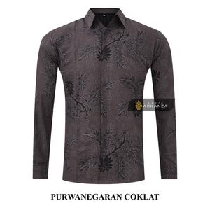 Jual BATIK ARKANZA Motif PURWANEGARAN COKLAT Hem Atasan Kemeja Baju ...