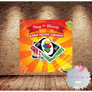 Jual z525 Custom Backdrop Banner Spanduk Happy Birthday Card UNO ...
