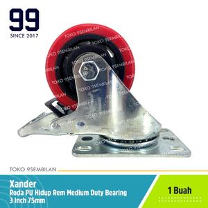 Jual Xander Roda PU Hidup REM 3 Inch 75 mm Etalase Trolly Gerobak Troli ...