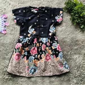 Jual DRESS BATIK SAKURA HITAM MERAH UNGU BIRU TOSKA KUNING BAHAN ...