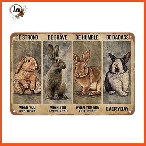 Jual Vintage Metal Plate Rabbit Persegi Panjang Lukisan Besi Wall Art ...