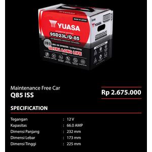Promo Aki Mobil Yuasa 95D23L Q85 ISS Maintenance Free 12V 66Ah MF Gojek ...