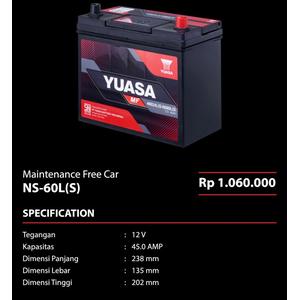Promo Aki Mobil Yuasa NS60LS 12V 45Ah Accu Kering MF Gojek Grab Cicil 0% 3x - Jakarta Selatan ...