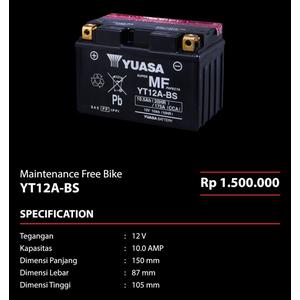 Promo Aki Motor Yuasa YT12ABS 12V 10Ah Cargo Cicil 0% 3x - Jakarta ...
