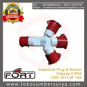 Jual Industrial Plug Socket Cabang 3 IP44 CEE-1014 4 Pin 16A Fort ...