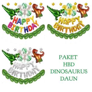 Jual Paket Balon Dinosaurus Dino Happy Birthday Confetti Daun Star ...