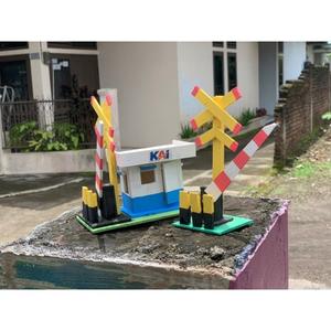 Jual 1 set Miniatur Palang Pintu pos biru HAND MADE,2 palang pintu 1pos ...