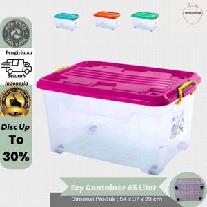Jual EZY BOX 45 LITER CONTAINER BENING TRANSPARANT DENGAN RODA/KOTAK ...