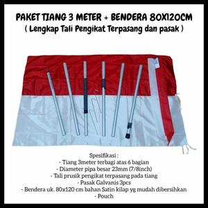 Jual PROMO BARANG TERLARIS PAKET TIANG BENDERA MERAH PUTIH TINGGI 3 ...