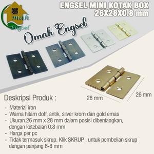Jual +Skrup Engsel mini untuk kotak box 26x28x0.8mm PT.E Engsel laci ...